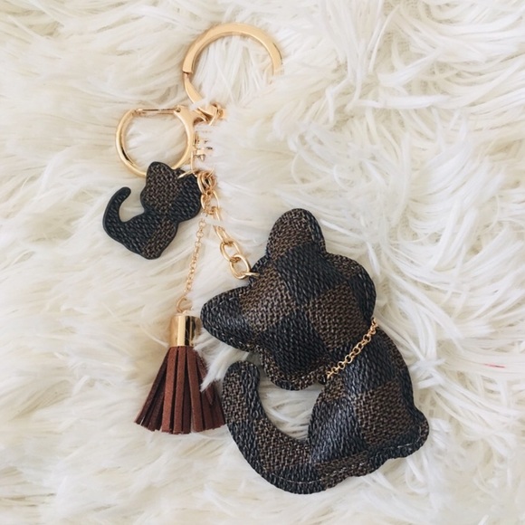 Accessories | Brown Leather Cat Keychain | Poshmark